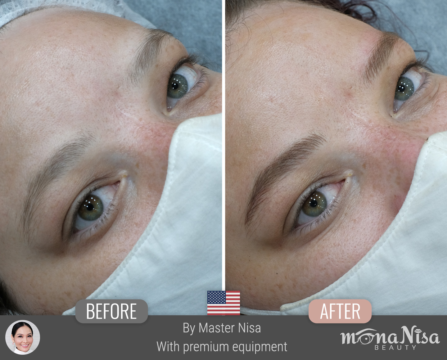 View only photos of realistic eyebrow tattoo (Nano needle with machine ...