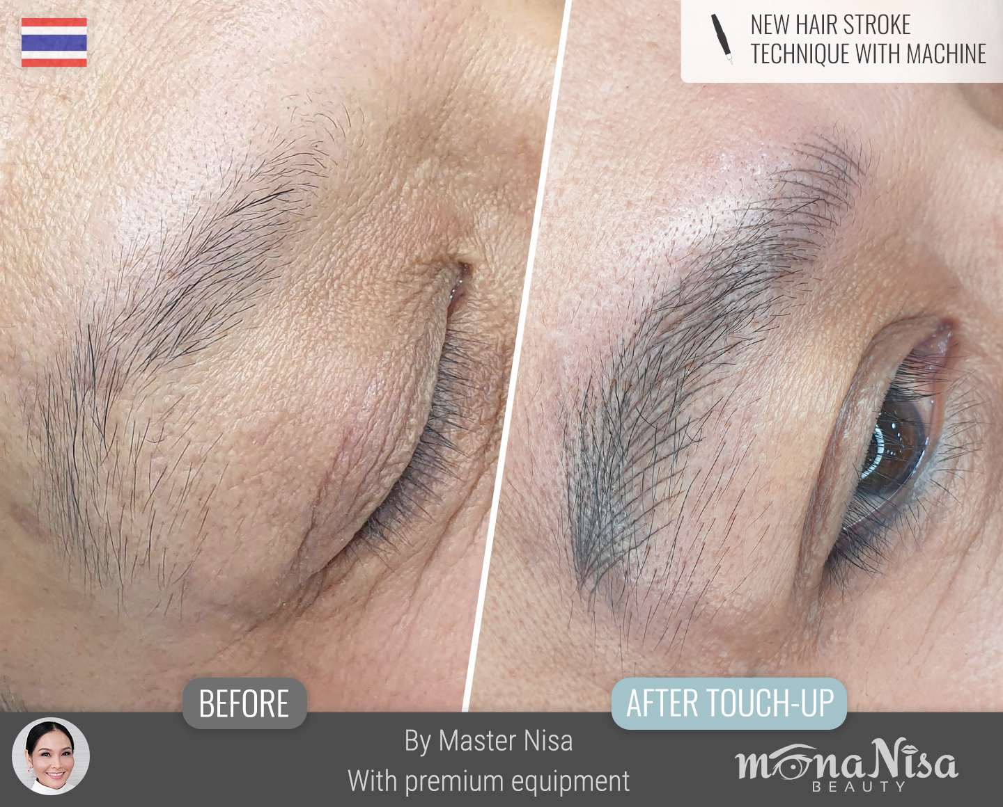 View only photos of realistic eyebrow tattoo (Nano needle with machine ...